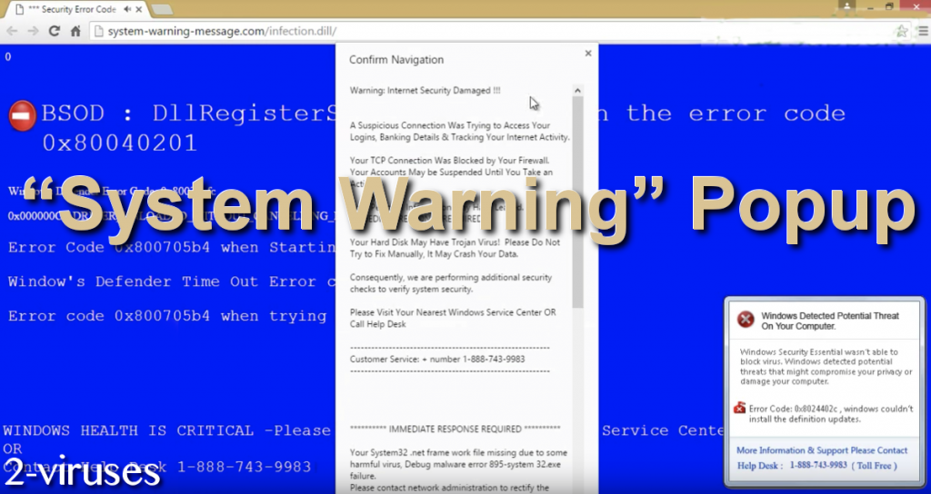 “System Warning” Popup - Dedicated 2-viruses.com