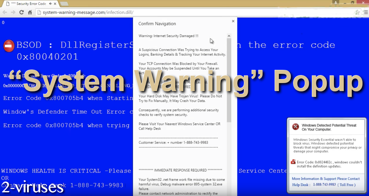 “System Warning” Popup - Dedicated 2-viruses.com