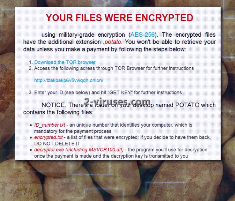 Potato ransomware – How to remove – Dedicated 2-viruses.com