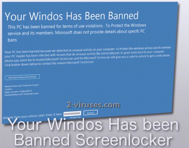 Your Windos Has Been Banned Screenlocker - Dedicated 2-viruses.com