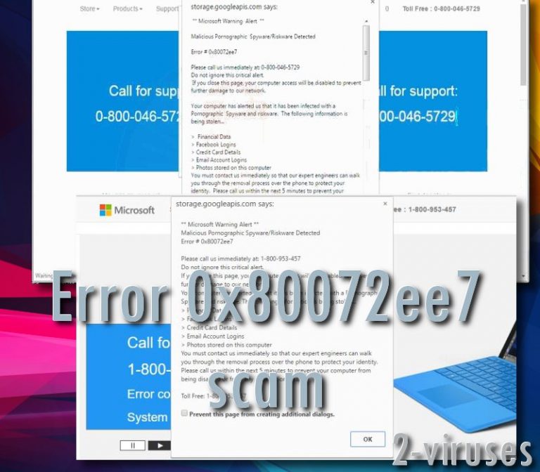 “Error 0x80072ee7” Tech Scam – How to remove (Jan, 2021) – Dedicated 2-viruses.com