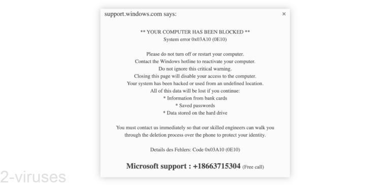 YOUR COMPUTER HAS BEEN BLOCKED Virus - Dedicated 2-viruses.com