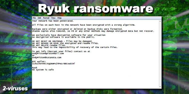 Ryuk ransomware – How to remove – Dedicated 2-viruses.com