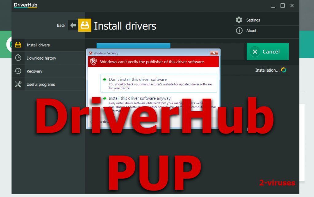 DriverHub PUP - Dedicated 2-viruses.com