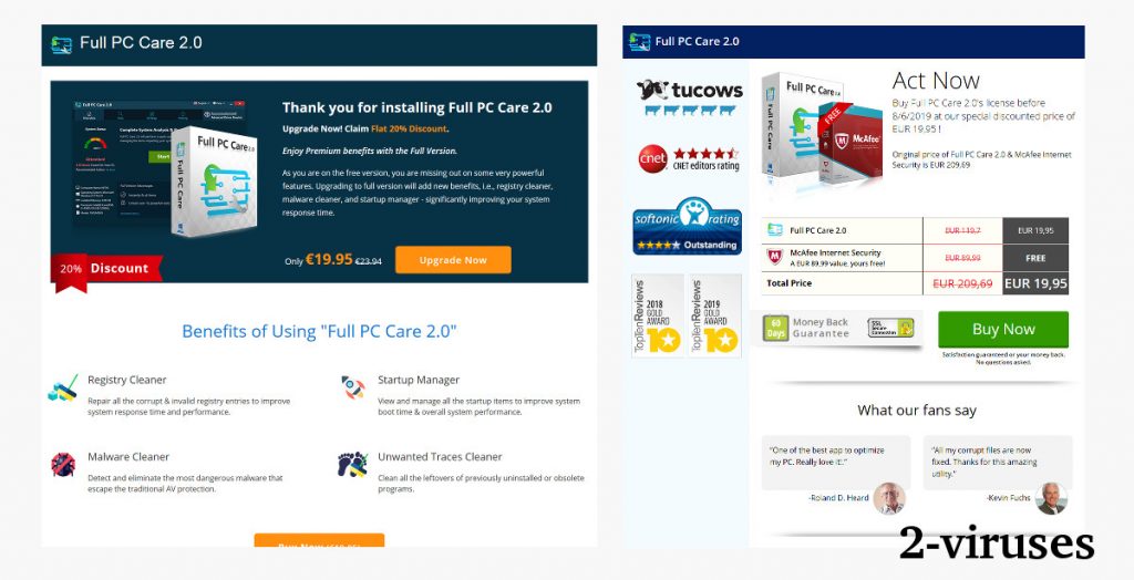 Full PC Care 2.0 Optimizer – How to remove – Dedicated 2-viruses.com
