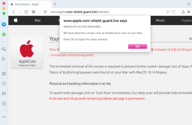 Apple.com-shield-guard.live Fake Alert - Dedicated 2-viruses.com