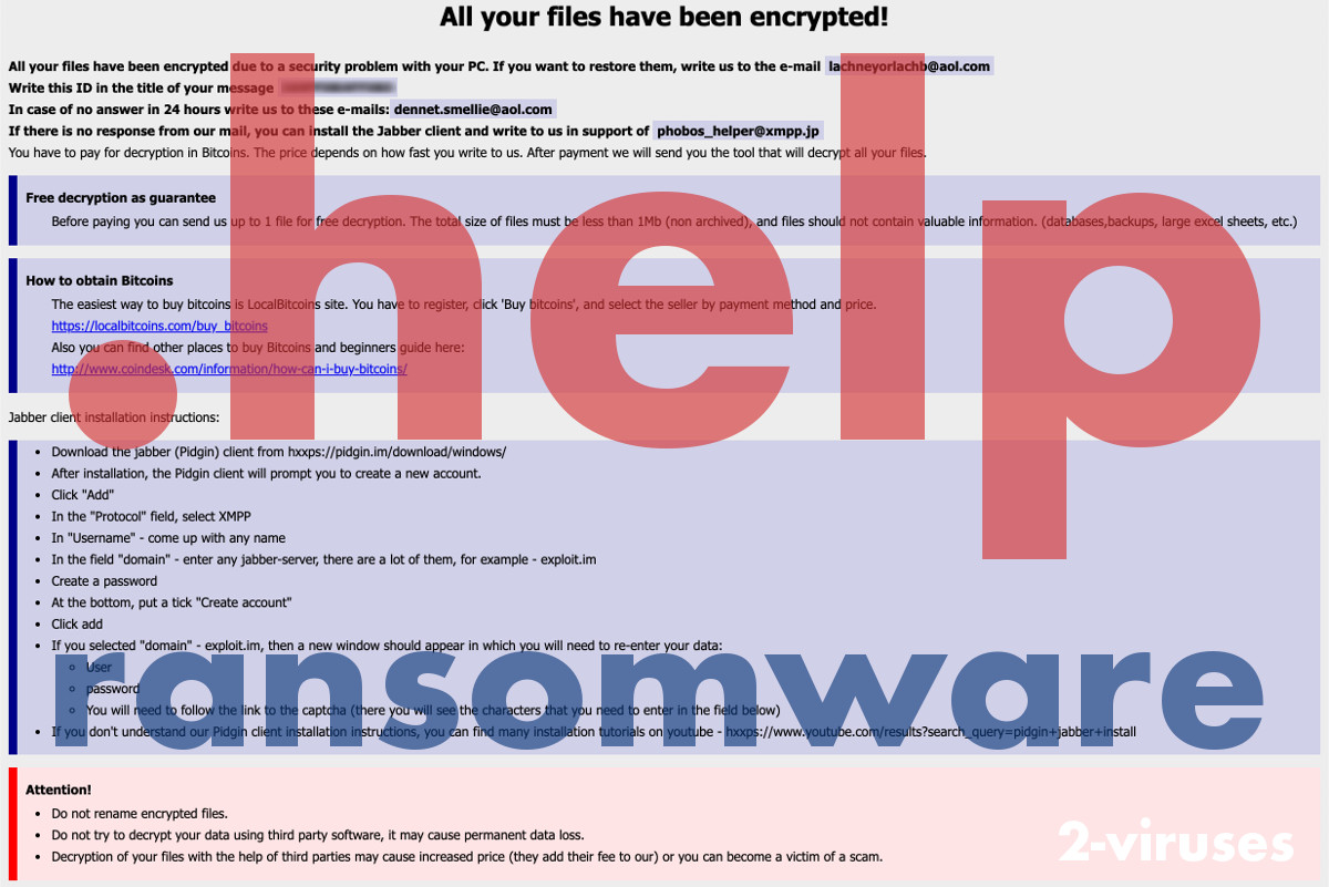 Ransomware .help – How to remove (Dec, 2020) – Dedicated 2-viruses.com Ransomware .help – How to remove (Dec, 2020) – Dedicated 2-viruses.com