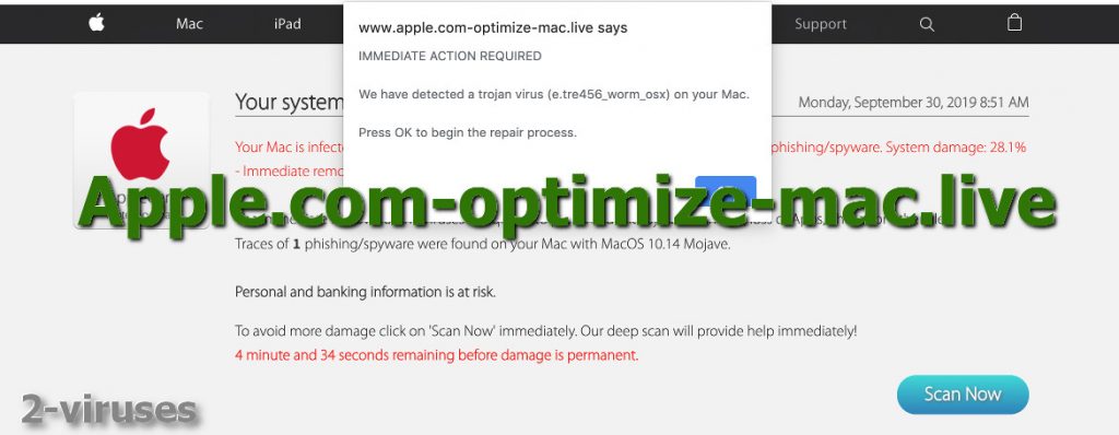 Apple.com-optimize-mac.live Warning – How to remove – Dedicated 2-viruses.com