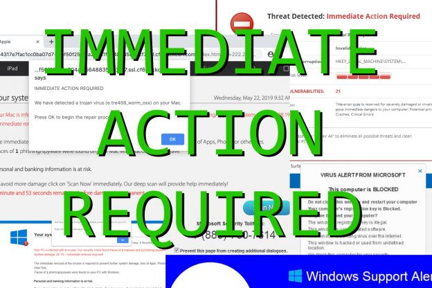"Immediate Action Required" Warnings - Dedicated 2-viruses.com