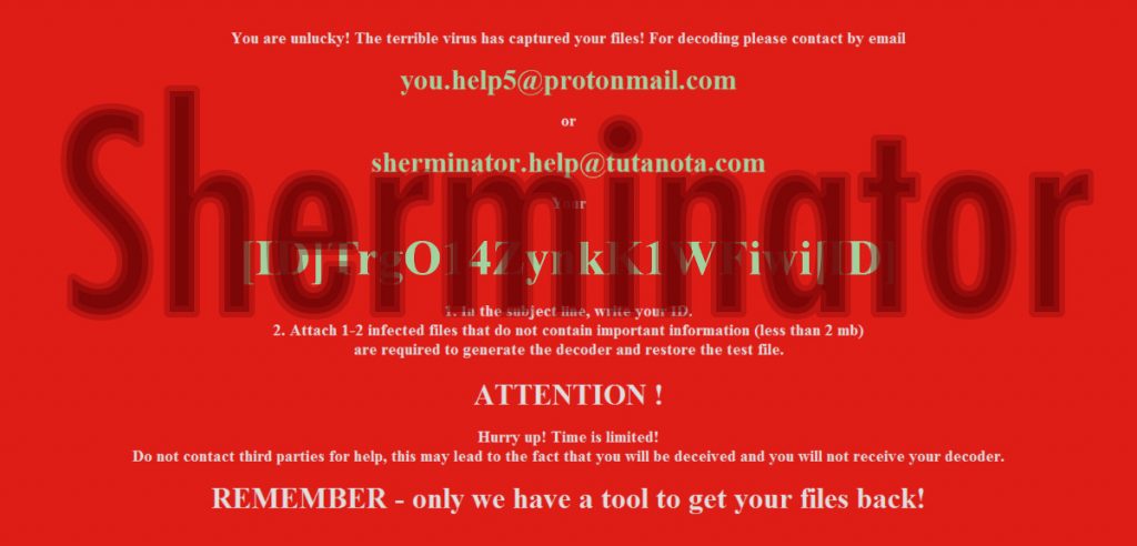 Sherminator (Mr.Dec) Ransomware - Dedicated 2-viruses.com