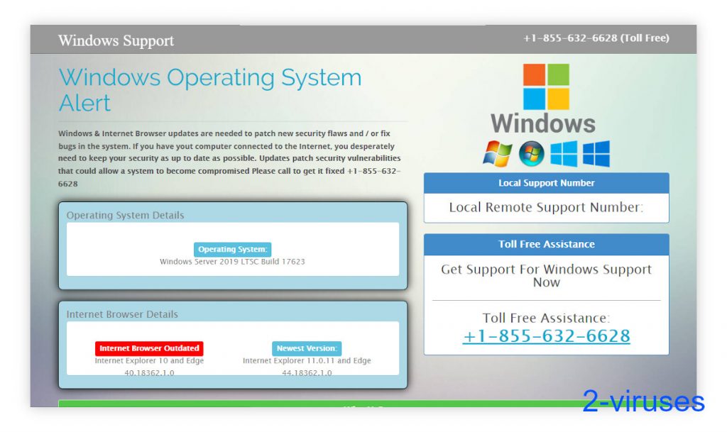 Windows Operating System Alert Scam - Dedicated 2-viruses.com