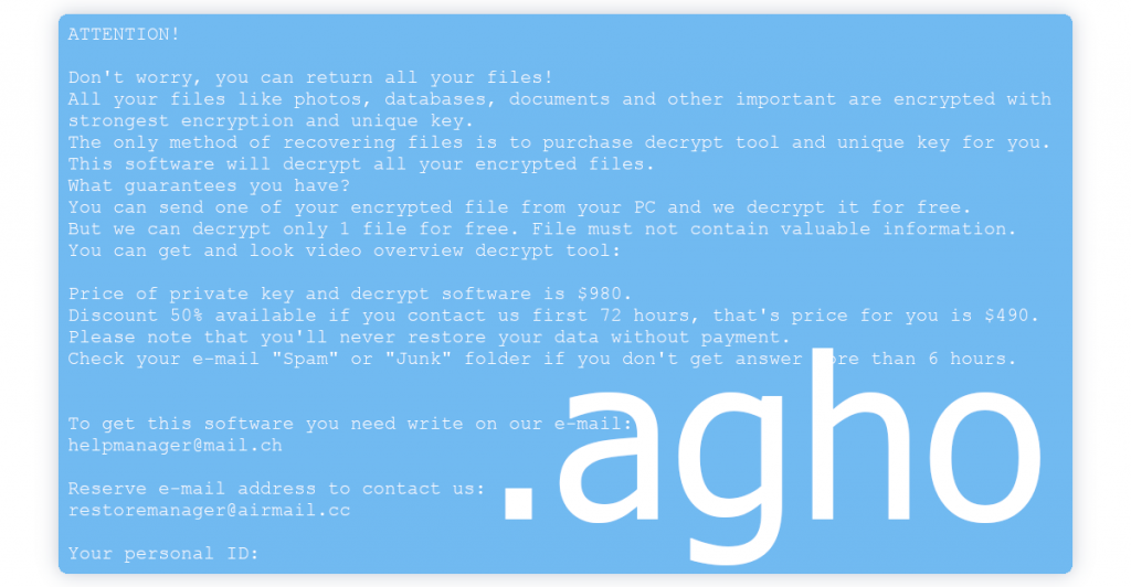 Agho Ransomware – How to remove – Dedicated 2-viruses.com