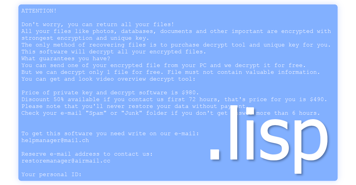 Lisp Ransomware – How to remove – Dedicated 2-viruses.com Lisp Ransomware – How to remove – Dedicated 2-viruses.com