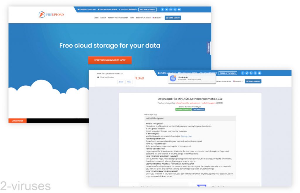 File-upload.com Ads and Pop-Ups - Dedicated 2-viruses.com