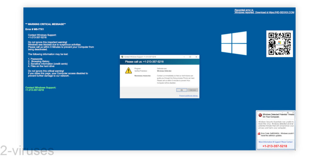 Warning-Critical-Message Scam Alerts - Dedicated 2-viruses.com