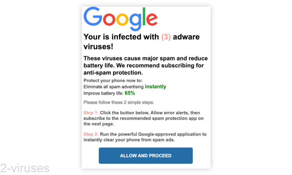 Fake Alerts - "Infected With Adware Viruses" - Dedicated 2-viruses.com